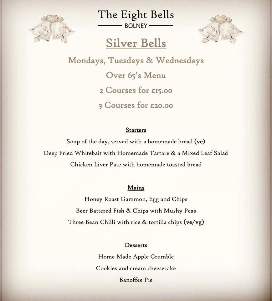 Menu at The Eight Bells pub & bar, Bolney, The St