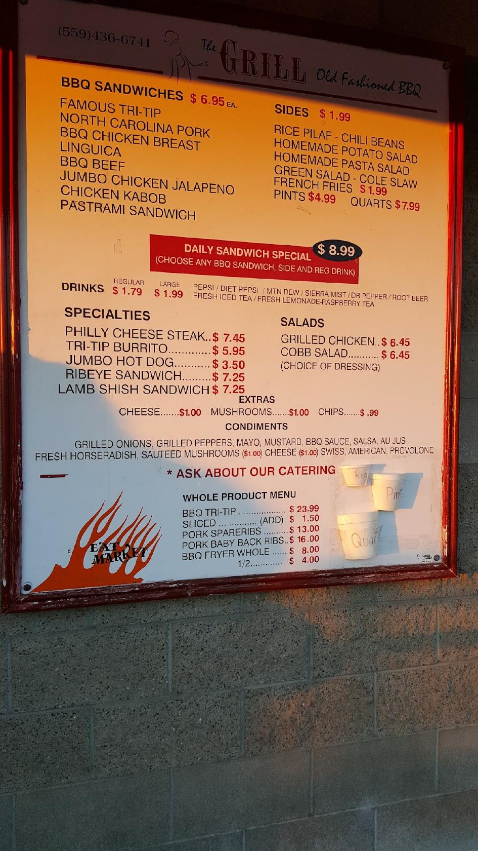 Menu at The Meat Market BBQ, Fresno
