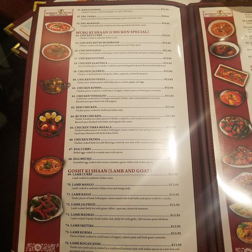 Menu at Bombay Bites restaurant, McDonough