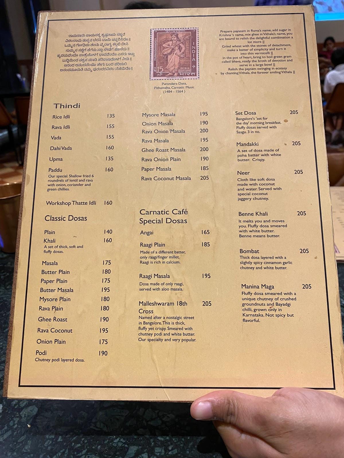 Menu at Carnatic Cafe, Noida