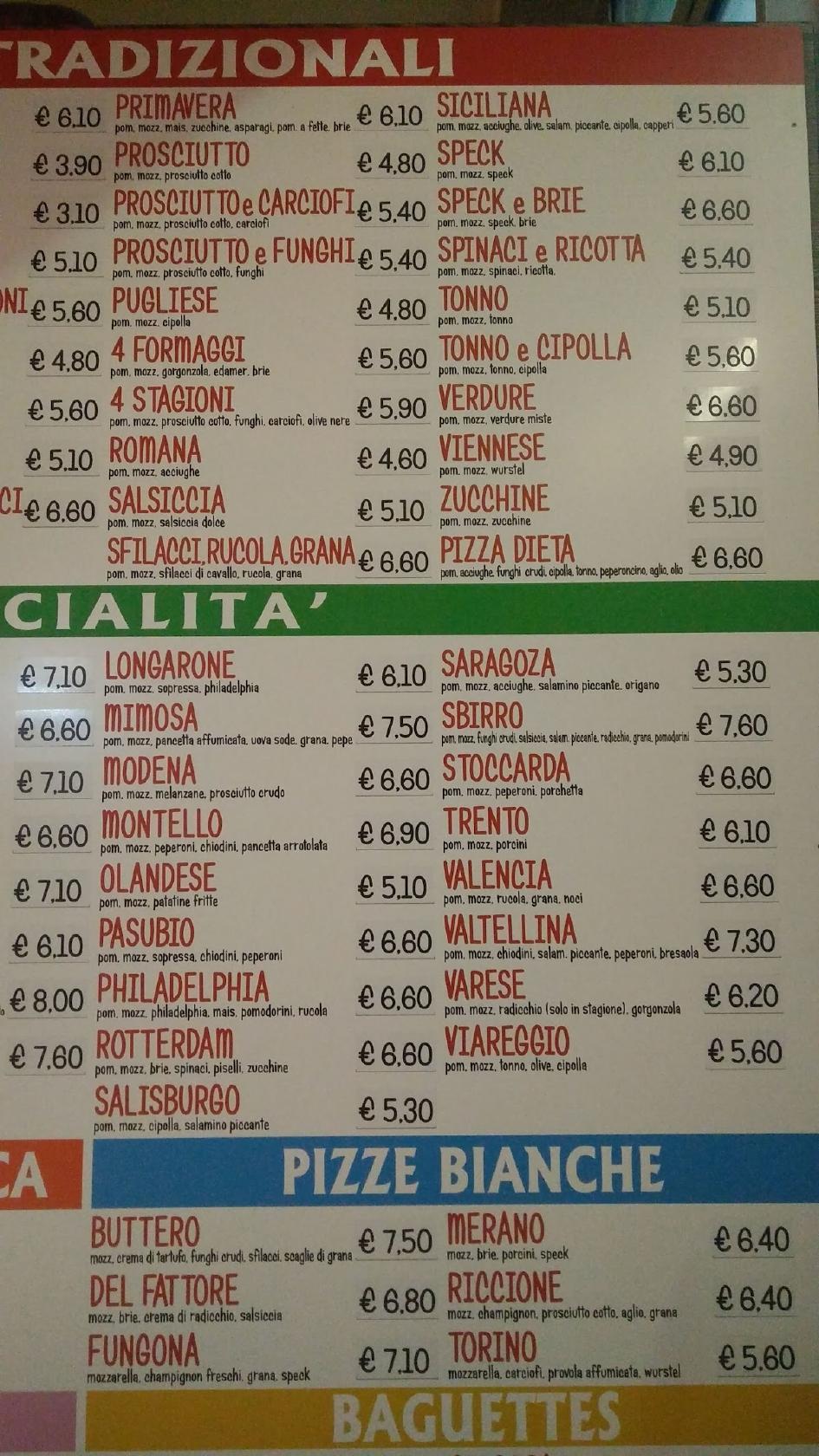Menu da Il Peperoncino Dispettoso pizzeria, Albignasego