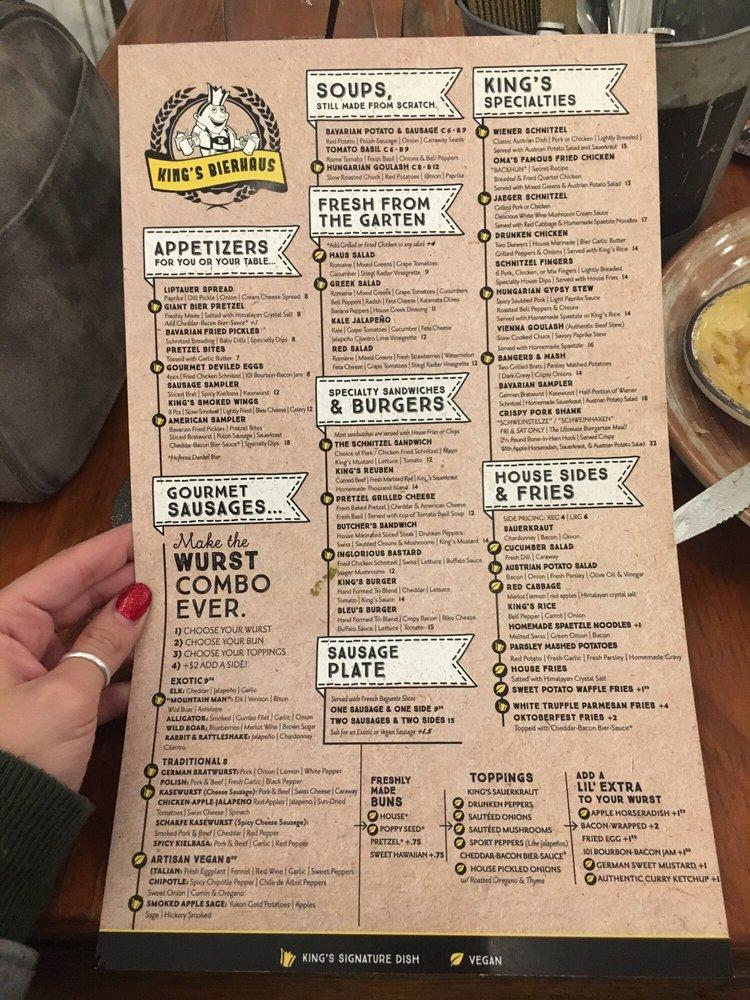 Menu at King's BierHaus pub & bar, Houston, E T C Jester Blvd