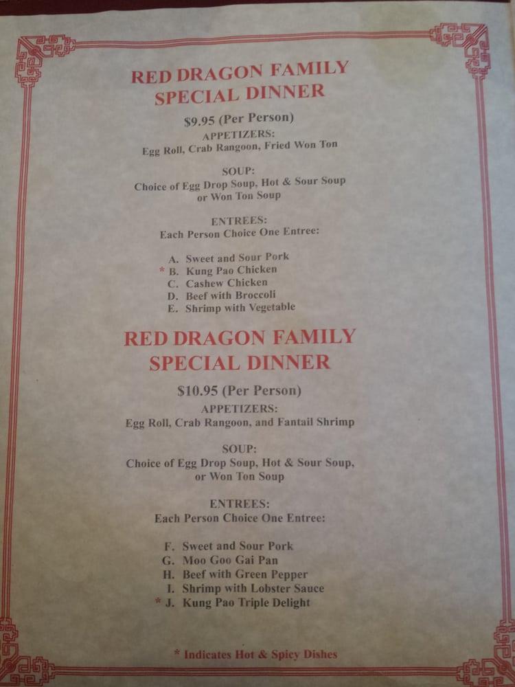 Menu at Red Dragon House restaurant, Kansas City