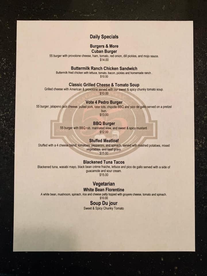 Menu at Restaurant 55, Dover