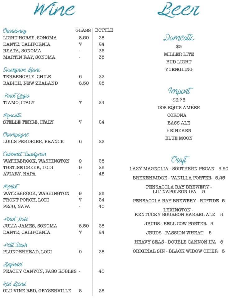 Menu at True Grit American Bistro restaurant, Pensacola