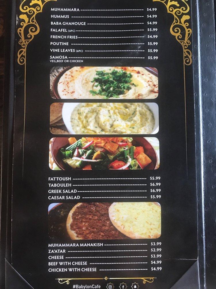 Menu at Babylon Restaurant & Lounge, Kitchener