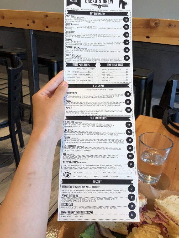 Menu at Bread and Brew pub & bar, Anchorage