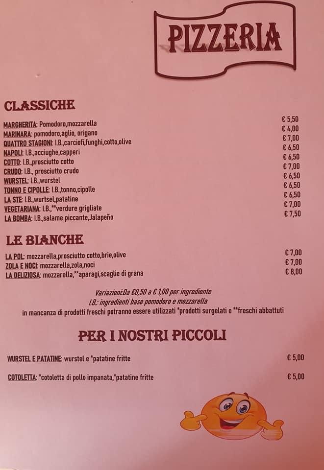 Menu at La Sosta restaurant, Malesco