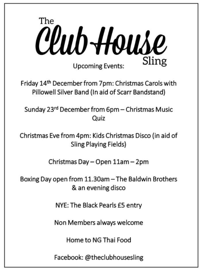 Menu at The Clubhouse, Sling, Coleford