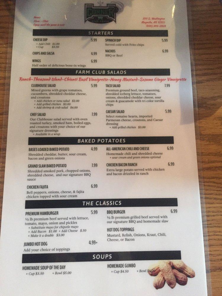Menu at The Corner Clubhouse, Magnolia