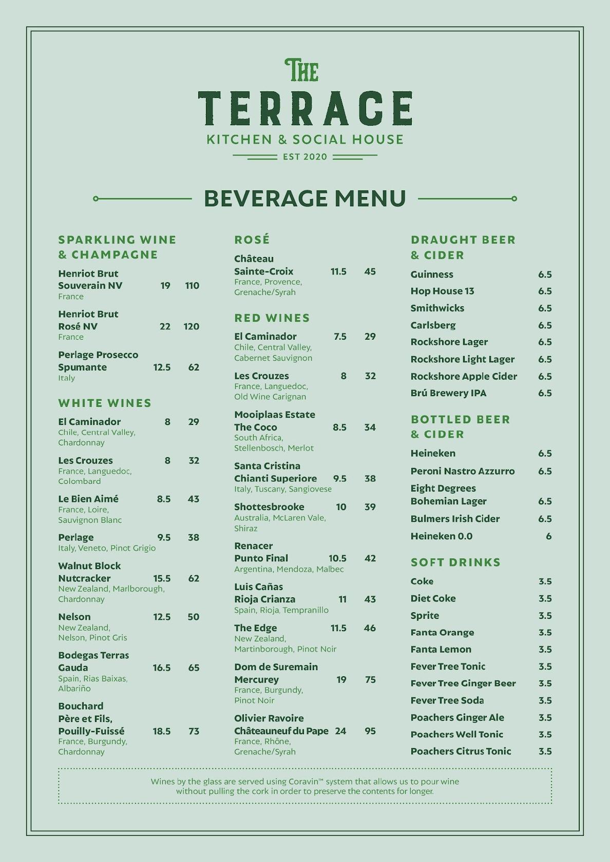 Menu at The Terrace Kitchen & Social House pub & bar, Dublin