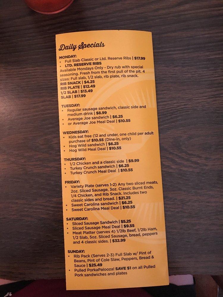 Menu at Zarda Bar-B-Q, Lenexa, W 87th St Pkwy