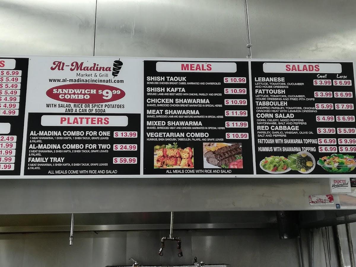 Menu at Al-Madina Market & Grill restaurant, Cincinnati