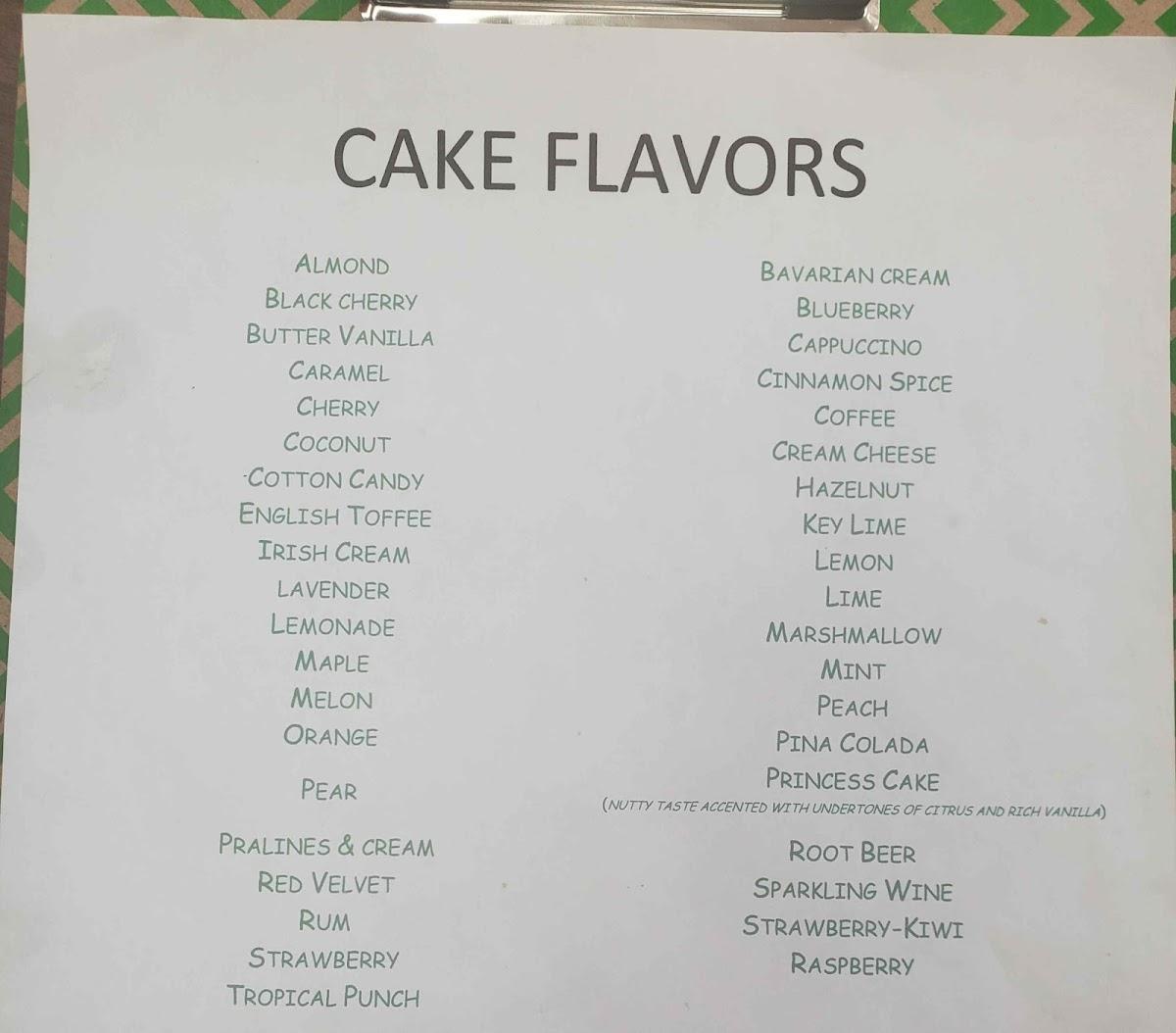 Menu at Cal's Bakery & Cafe, Barrie