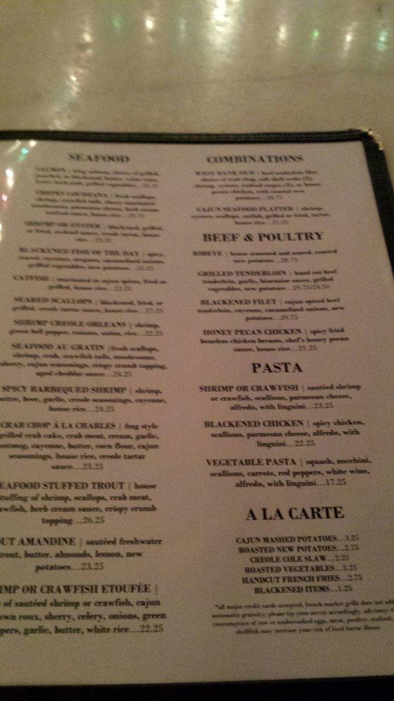 Menu at French Market Grille restaurant, Augusta