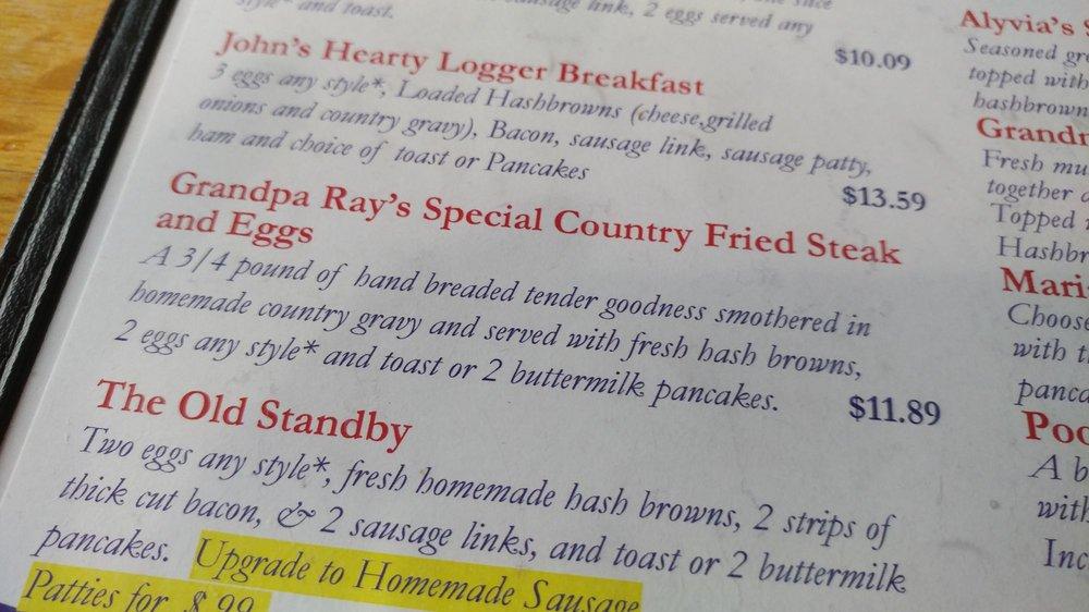 Menu at Matt and Mandy's Family Diner steakhouse, Woodland