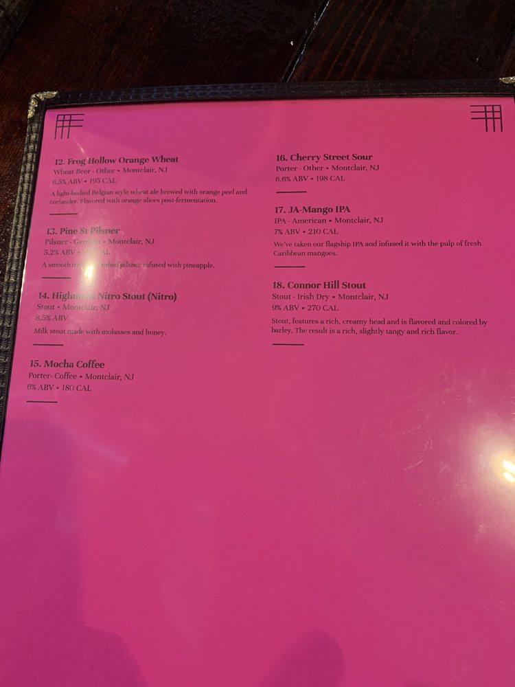 Menu at Montclair Brewery, Montclair, 101 Walnut St