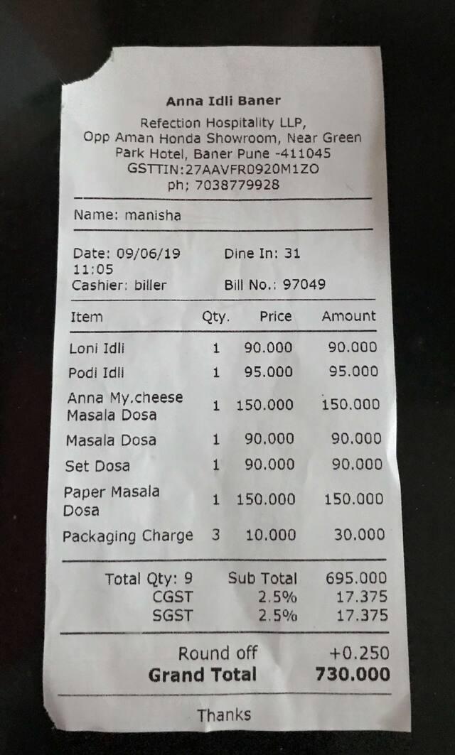 Menu at Anna, Pune, 273