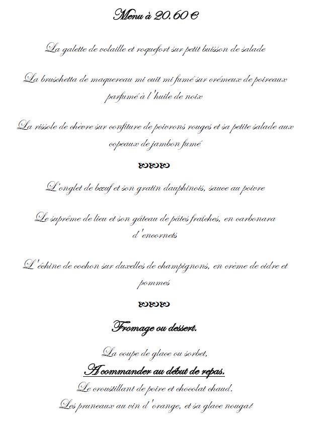 Menu au Au Rêve Gourmand restaurant, Épernon