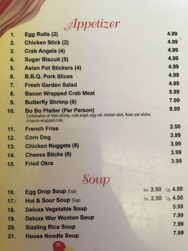 Menu at Dragon Village restaurant, Colville