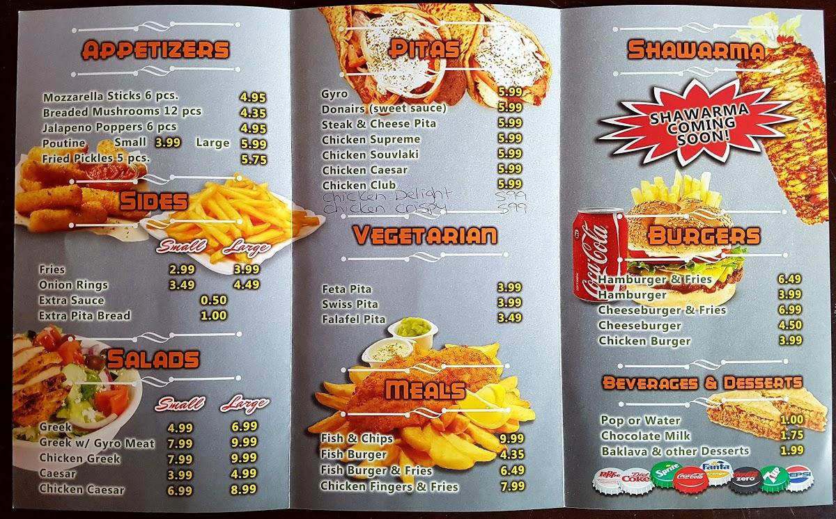 Menu at Gyro Plus restaurant, Amherstburg