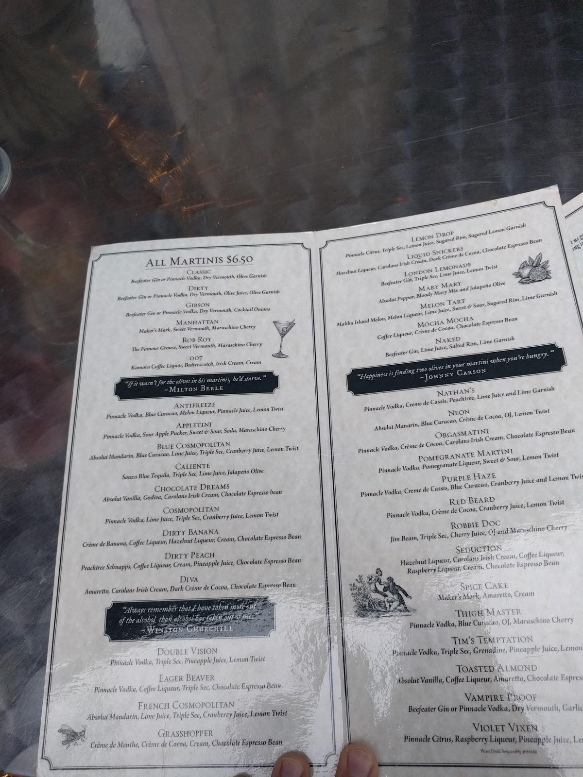 Menu at J Alfred Prufrock's pub & bar, Grand Island