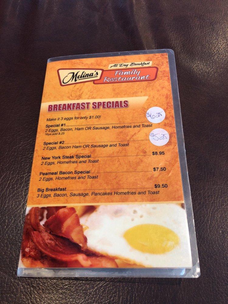 Menu at Melina's Family Restaurant, Port Colborne