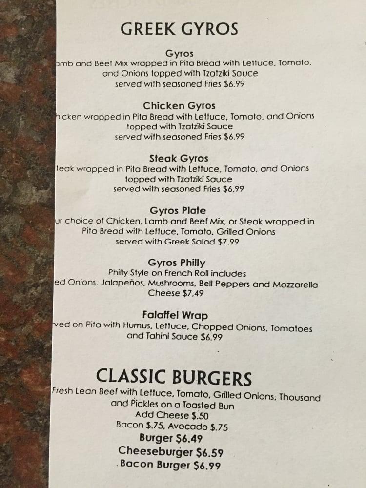 Menu at Milo's Greek Food restaurant, Rocklin