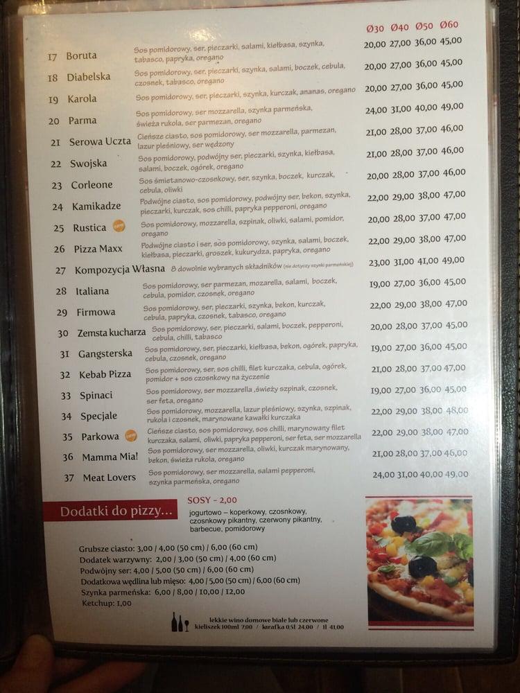Menu at Pizzeria Paolo, Liszki, Cholerzyn 378