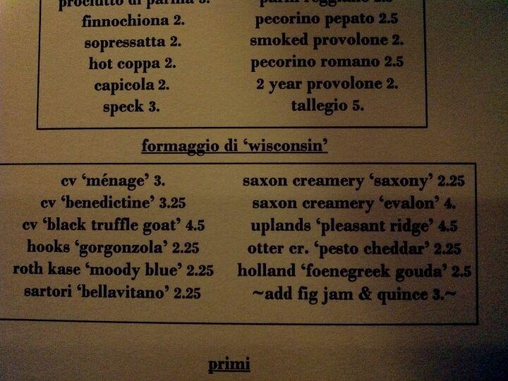 Menu at Carmella's an Italian Bistro restaurant, Appleton