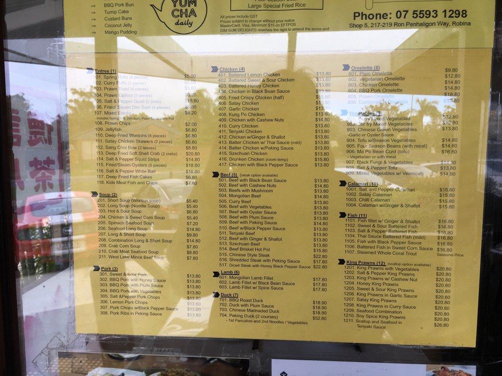 Menu at Dim Sum Delight restaurant, Robina
