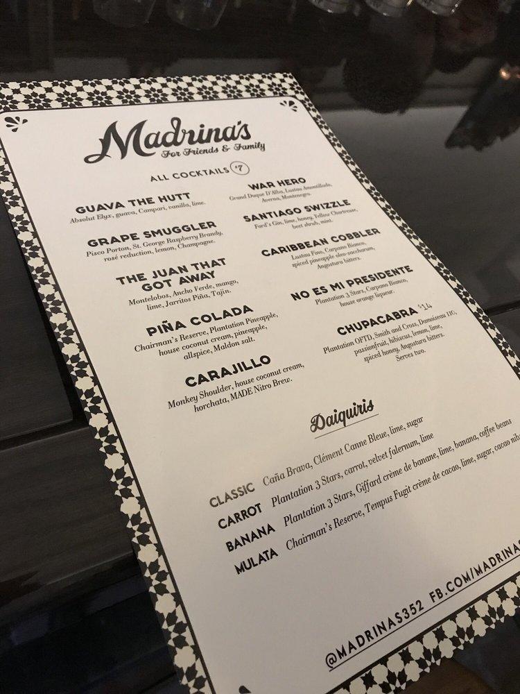 Menu at Madrina's pub & bar, Gainesville