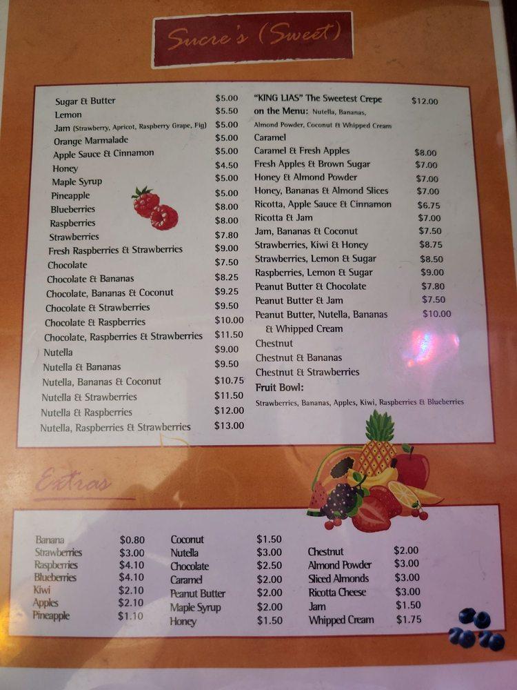 Menu at Crêpes Ooh La La restaurant, Walnut Creek