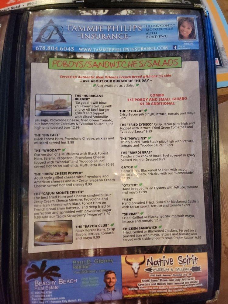Menu at Dat Cajun Place Cafe, Panama City Beach, 2705 Thomas Dr