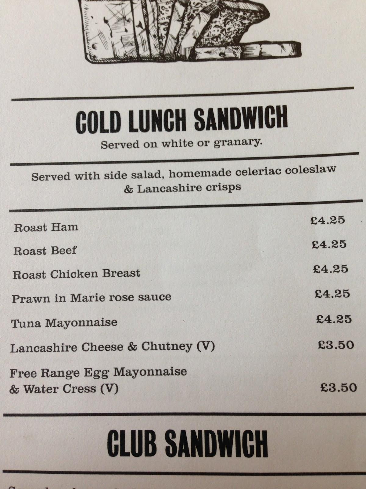 Menu at Factory Cafe, Barnoldswick