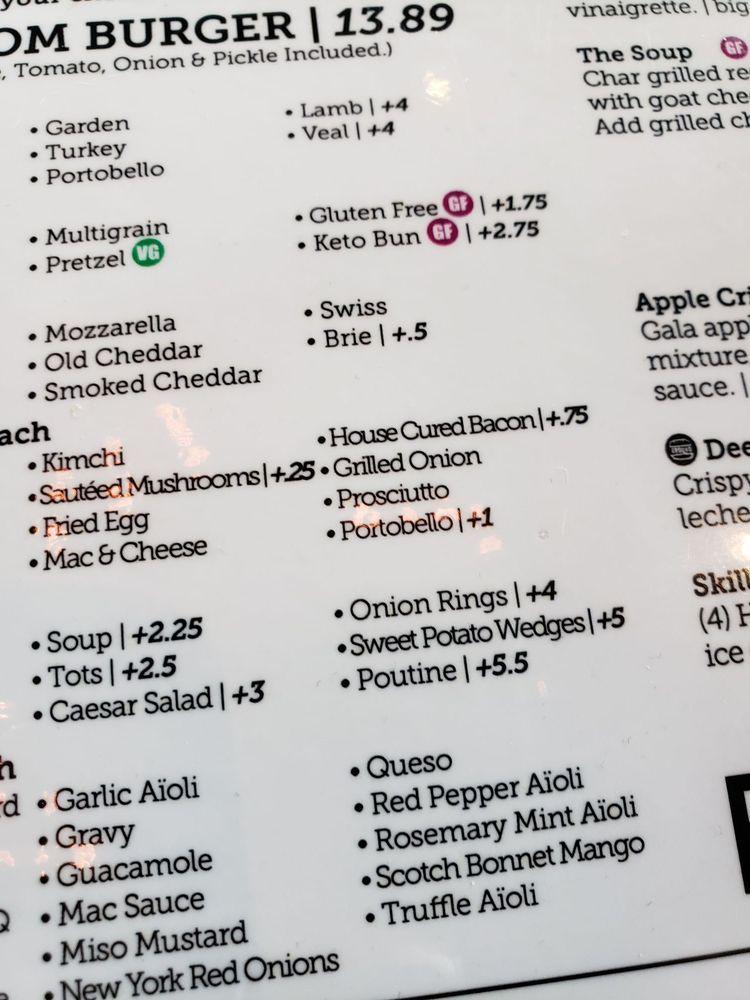 Menu at Ground Burger Bar, Newmarket