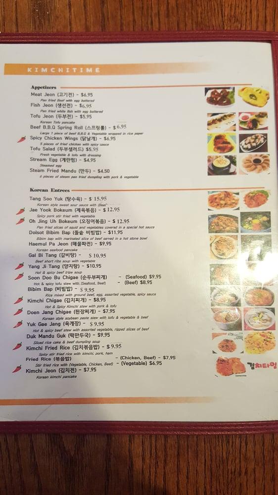 Menu at Kimchi Time restaurant, Tucson