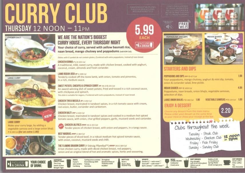 Menu at The Coronation Hall - JD Wetherspoon pub & bar, Surbiton