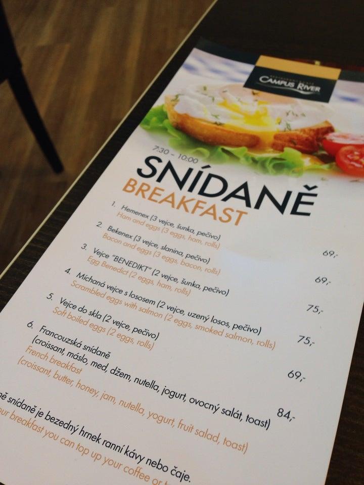 Menu at Campus River Restaurant, Brno