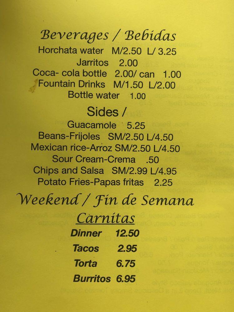 Menu at FUEGO TACO restaurant, Blue Island