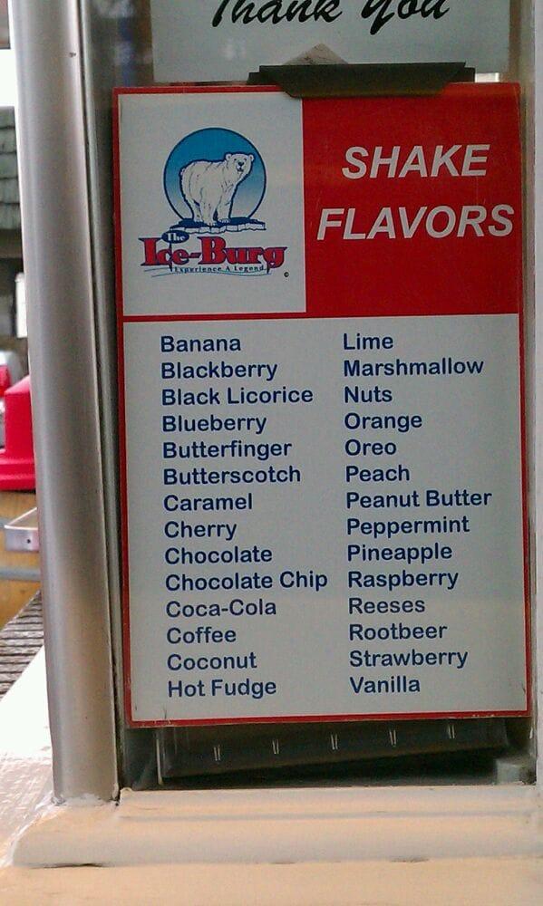 Menu at Ice-Burg Drive-In fast food, Walla Walla