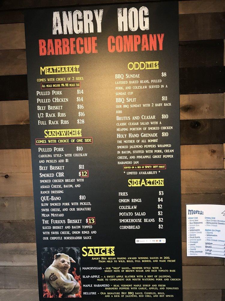 Menu at ANGRY HOG BBQ, Meredith