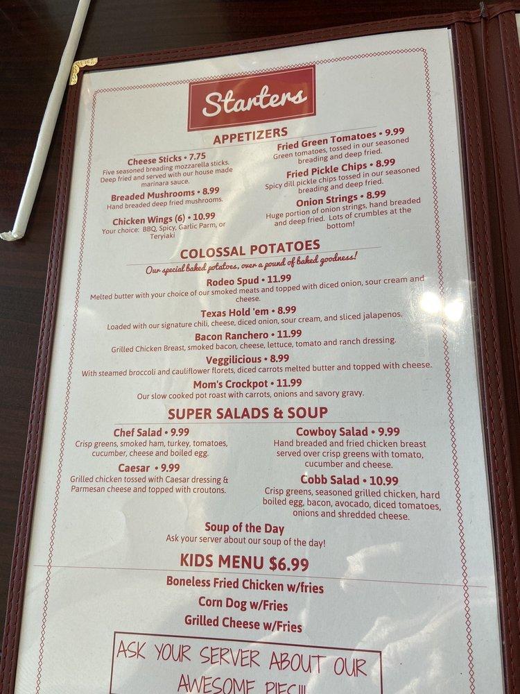 Menu at Golden Saddle Cafe, Tulsa