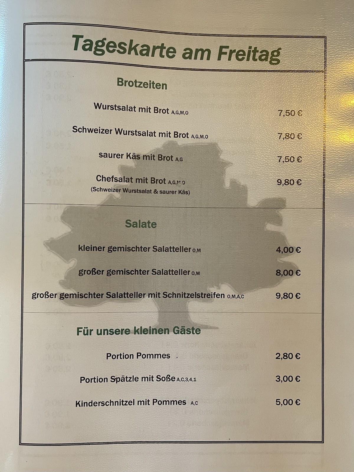 Speisekarte von Grüner Baum restaurant, Buch