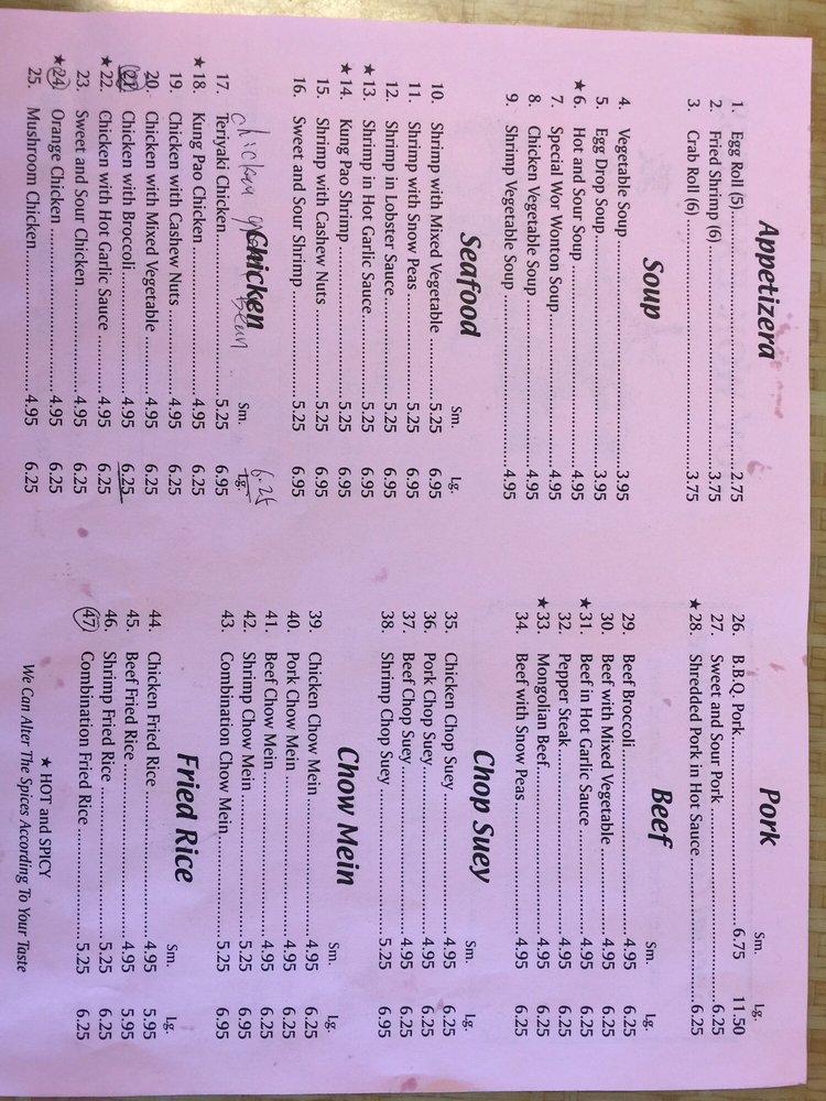 Menu at Joy Wok Express restaurant, South Gate