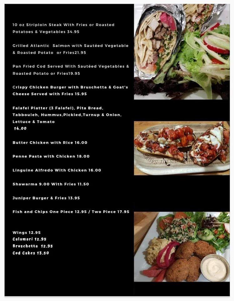 Menu at Juniper Kitchen & Bistro restaurant, Grand Falls-Windsor