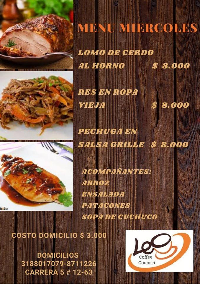 Menu at Leo Cofee Gourmet cafe, Neiva