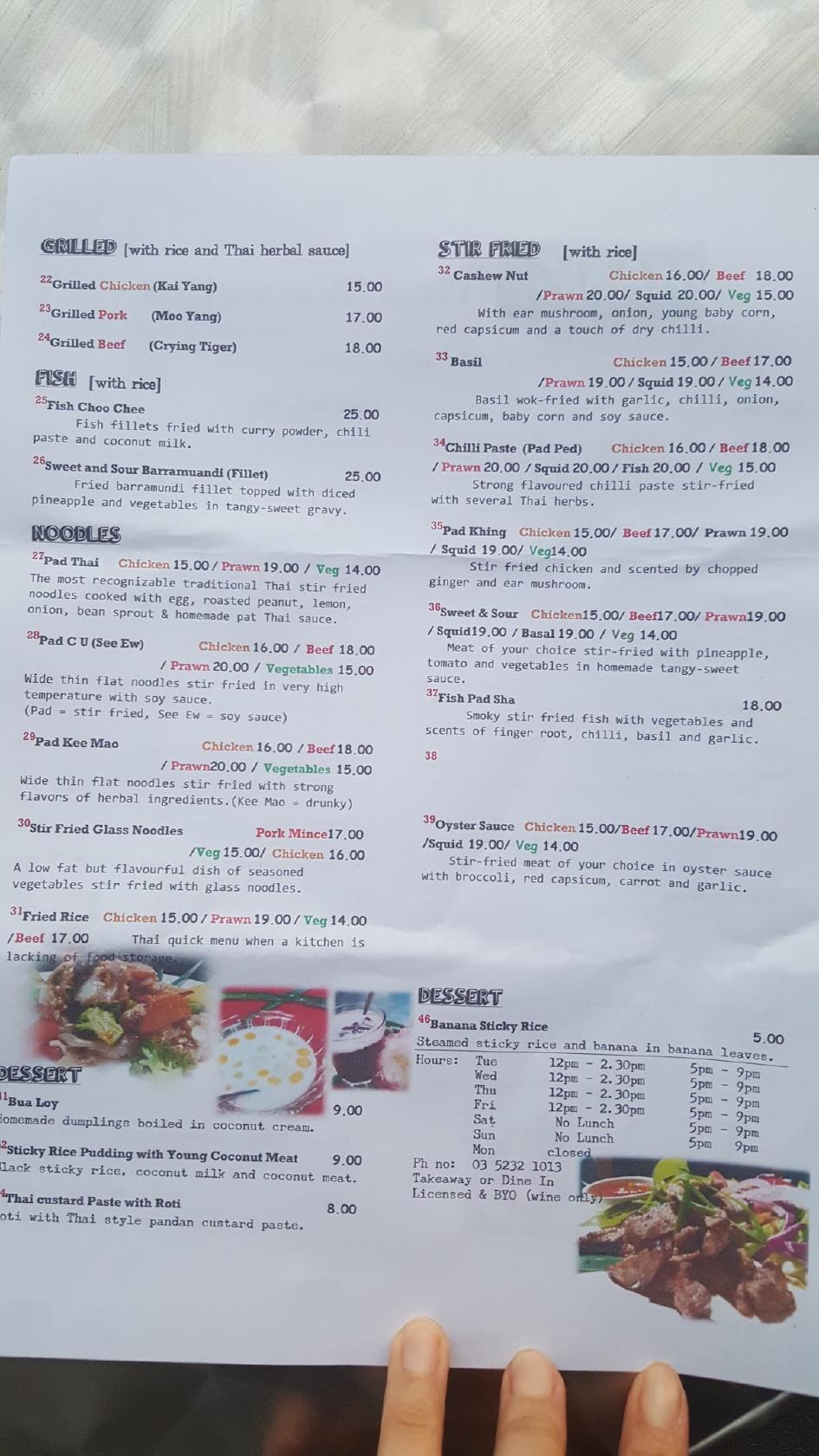 Menu at Mango Colac restaurant, Colac