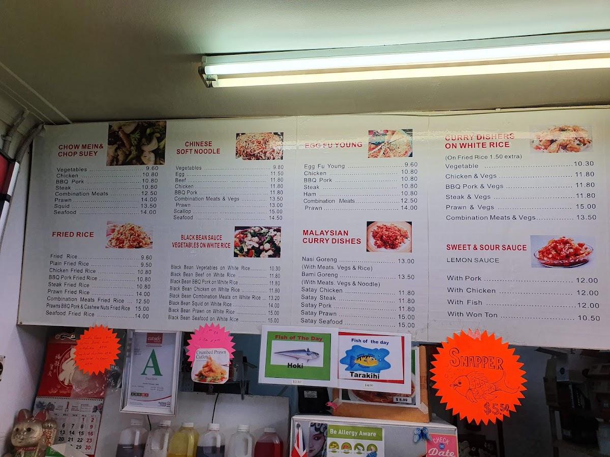 Menu at Everyday Takeaways fast food, Auckland