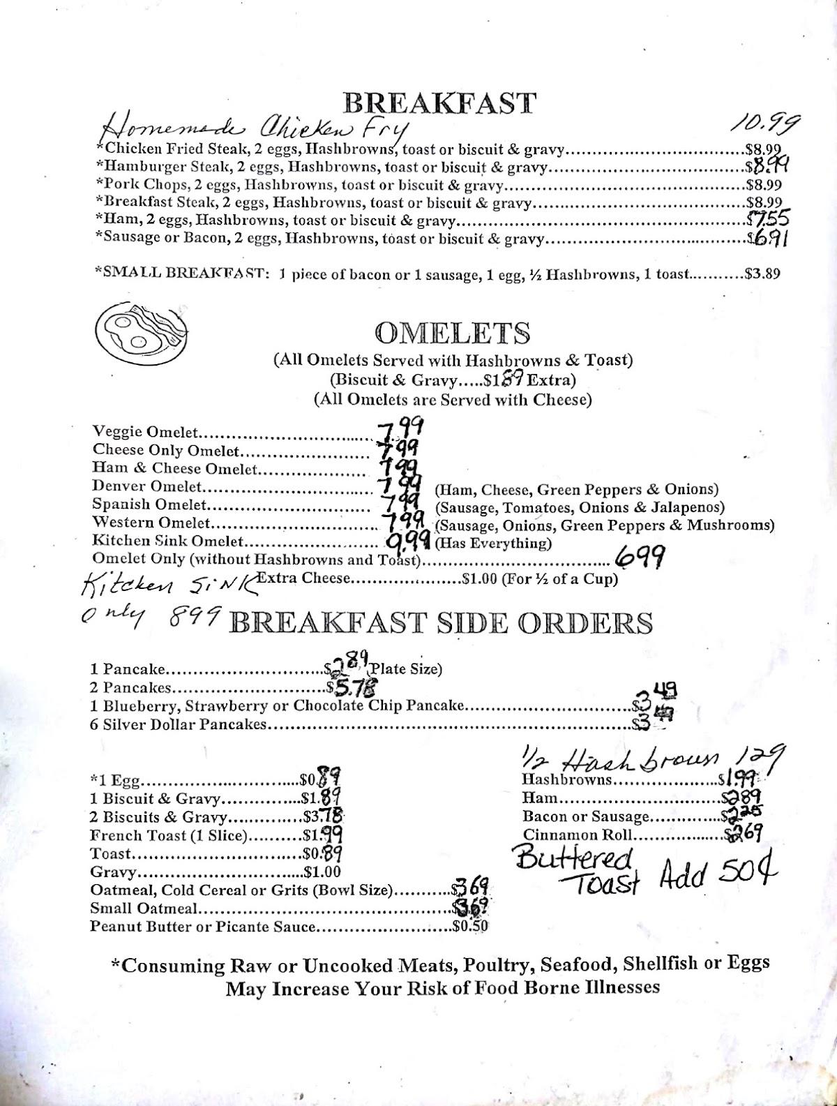 Menu at HI-De-Ho Cafe, Watonga, OK-33